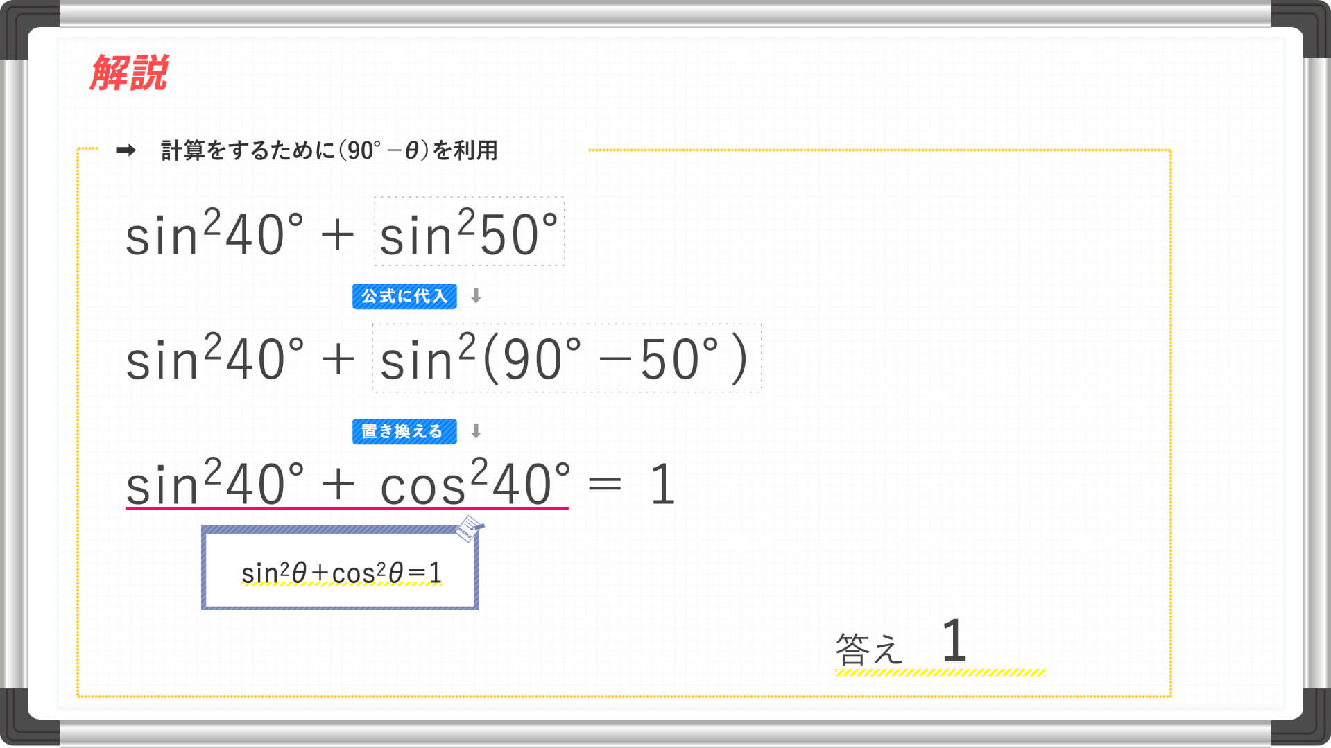 sin(90°−θ)とcos(90°−θ)の覚え方｜看護受験の必須 数学の公式を確認テスト : vol36 - KAZアカデミー | 大阪の看護予備校